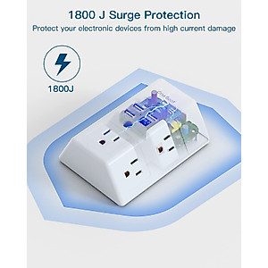 10Ft Surge Protector Power Strip and 1800J Outlet Extender Bundle
