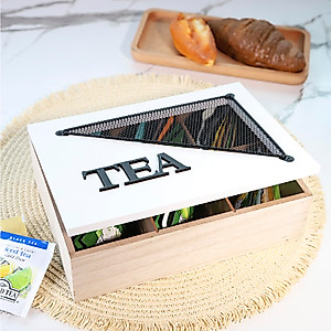 Wooden Tea Bag Organizer，Tea Organizer for Tea Bags，6 Compartments Tea Box Organizer，Tea Bag Holder Organizer,Tea Storage Box for Office Kitchen Cabinet