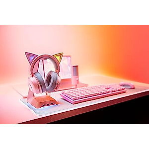Razer Kraken Kitty RGB USB Gaming Headset: THX 7.1 Spatial Surround Sound - Chroma RGB Lighting - Retractable Active Noise Cancelling Mic - Lightweight Aluminum Frame - for PC - Quartz Pink