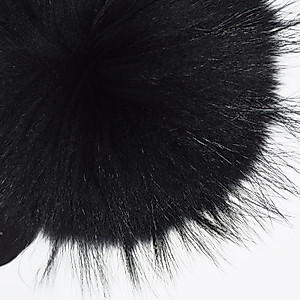 AICHUAN Womens Slouchy Beanie Hat with Real Raccoon Fur Ball Pompom Cotton Pearls Winter Fall Hat