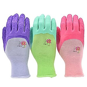 Women Gardening Gloves with Micro Foam Coating - Garden Gloves Texture Grip - Women’s Work Gloves 3 Pair Pack - Working Gloves For Weeding, Digging, Raking and Pruning