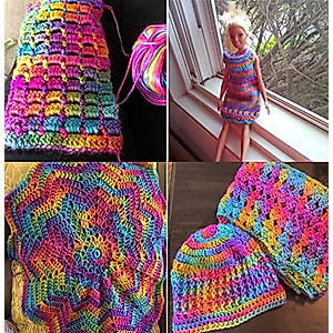 Ice Yarns Picasso Rainbow (3-Piece Pack) Blue, Purple, Green, Yellow, Orange, Pink Fuzzy with Subtle Sheen Yarn 44% Acrylic, 56% Polyester (3x1.76 Oz),(3x125 yds)