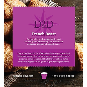 Day To Day 120-Count French Roast, Dark Roast Single Serve Coffee Pods for K Cups Keurig Brewers (French Roast, 120 Count (Pack of 1))