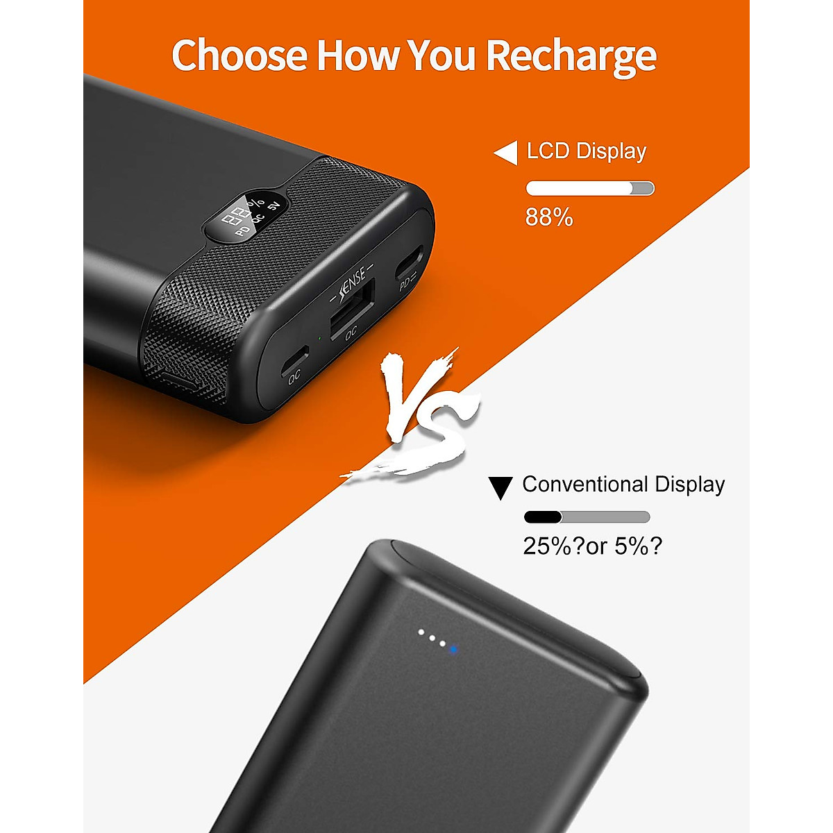 AIDEAZ Wireless Power Bank Portable Charger, USB-C 20000mah Battery Pack Fast Charging with LCD Display, Powerful Portable Charger compatible with iPhone12 Mini/12/12 Pro/12 Pro Max/11 Pro/XS and More