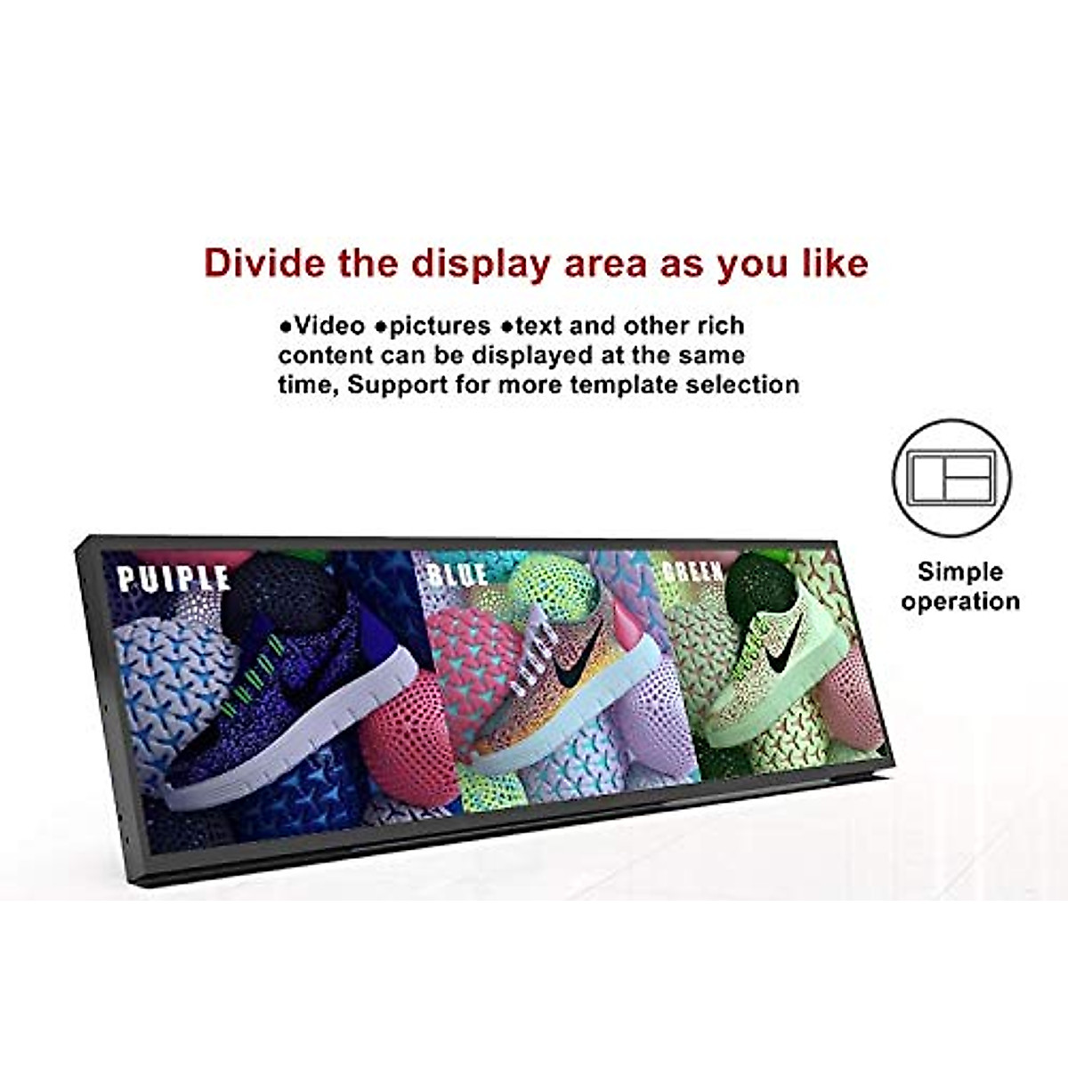 DHL/UPS for 22.9 inch Stretched Bar LCD Panel G229HAN01.0 with 1920X165,500 cd/m²,Supermarket Shelf Screen Support Android,Outline(mm) 587.08 × 62.05 × 10.71 (H×V×D)