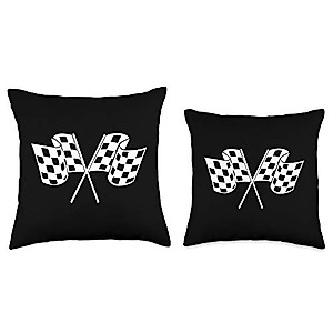 Racing The Race Gear And Gifts Checkered Flag Car Racing Throw Pillow, 16x16, Multicolor