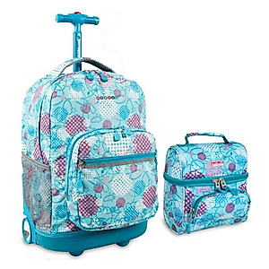 J World Dandelion Sunrise Roller Backpack Back Pack and Corey Lunch Bag Bundle Set