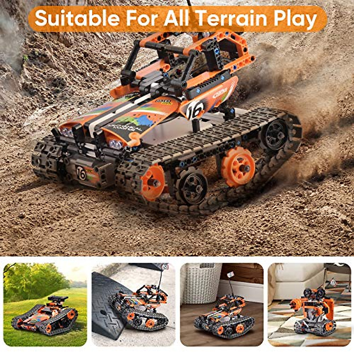 OASO Remote Control STEM Building Kit for Boys 8-12, 392 Pcs Science Learning Educational Building Blocks for Kids, 3 in 1 Tracked Racer RC Car/Tank/Robot Toys Gift Sets for Boys Girls