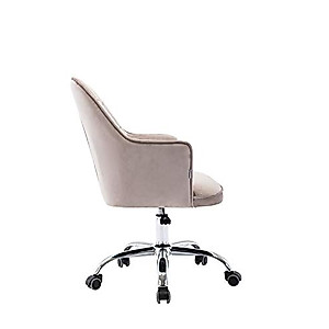 Goujxcy Home Office Chair, Velvet Desk Chair Modern Adjustable Swivel Chair, Upholstered Task Chair Accent Chair Executive Chair Vanity Desk Chair (Grey)