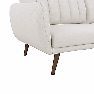 Novogratz Brittany Sofa Futon, Premium Linen Upholstery and Wooden Legs, Grey Linen