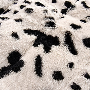 Aimuan Plush Shaggy Duvet Cover Set Faux Fur Fuzzy Cow Print Bedding Comforter Cover & Sets, Luxury Ultra Soft Crystal Velvet Reverse Fluffy Quilt Cover Set 3 Pcs (White, Queen)