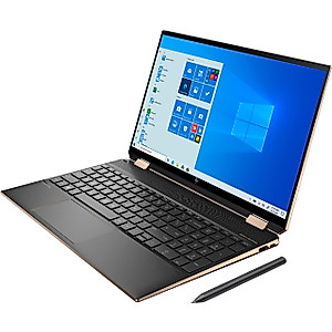 HP Spectre X360 15.6-inch 4K UHD Touchscreen 512GB SSD + 32GB Optane 11th Gen i7 (16GB RAM, Quad-Core i7-1165G7 up to 4.7GHz, Windows 10 Home, 3840 x 2160) Nightfall Black, 15-eb1043dx (Renewed)