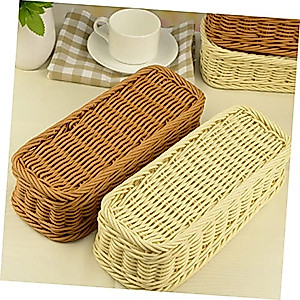UPKOCH 3pcs Vegetables Tote Imitation Containers Bins Plastic Rattan Handmade Food Rectangular Wicker Snack S Fruit Dinnerware Poly Woven Napkins Kitchen Silverware Basket Holders