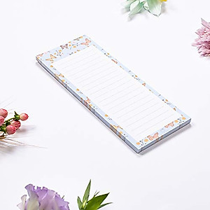 Peach Tree Shade Magnetic Notepads, 6-Pack 60 Sheets Per Pad 3.5” x 9”, Flower Patterns, for Fridge, Kitchen, Shopping, Grocery, To-Do List, Memo, Reminder, Book, Party, Stationery, (Floralnotes)