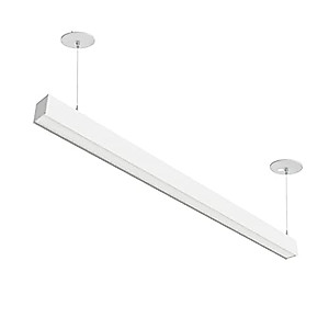 WareLight 4' Linear Suspended LED Beam, 40W, CCT Selectable, 0-10V Dimmable, 120-277V, Transparent Frosted Housing, Power Feed Cable Included