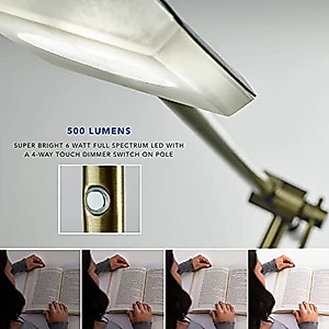 Adesso 4128-21 Vera LED Desk Lamp, 16-26 in, 6W Full Spectrum LED, Antique Brass Finish, 1 Table Lamp , White