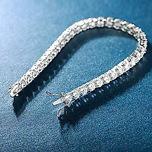 MDFUN 14k White Gold Plated 4.0 Cubic Zirconia Tennis Bracelet for Women and men（7.5" tennis bracelet）