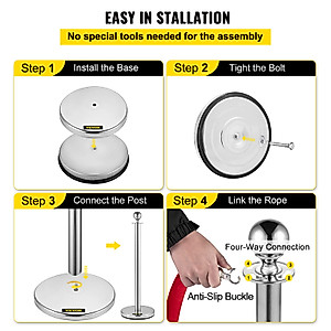 VEVOR Velvet Ropes and Posts 8 Pcs, 5 ft Red Velvet Rope, Stanchion Post with Ball Top, Crowd Control Barriers Silver Stanchions, Red Carpet Poles, Crowd Control Ropes and Poles for Party Supplies