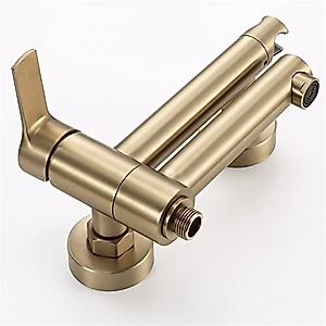 MINJING Handheld Bidet Sprayer Brushed Gold, Brass Bidet Sprayer Warm Water, Baby Cloth Diaper Sprayer, Bathroom Toilet Bidet Attachment, Wall Mounted Bathtub Faucet