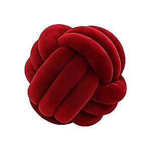 ZANYB Plush Knot Pillow Soft Decorative Throw Ball Pillows Room Decor Sofa Couch Lumbar Cushion Kids Bedroom Decoration, Wine Red, 10.6x10.6