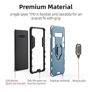 AKABEILA Case for Samsung Galaxy S9 Plus Shockproof Silicone Phone Case Heavy Duty Full Body Armour Dual Layer Protective Cover with Finger Ring Kickstand [Support Magnetic Car Mount] Blue