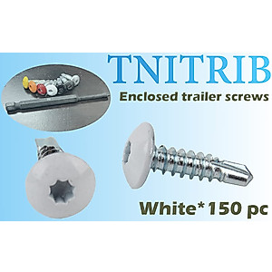 Self Tapping Screws/Self Tapping Sheet Metal Screws for Cargo Trailer Exterior Screws OEM #10 x 3/4 Enclosed Trailer Screws-150 Pack(White)