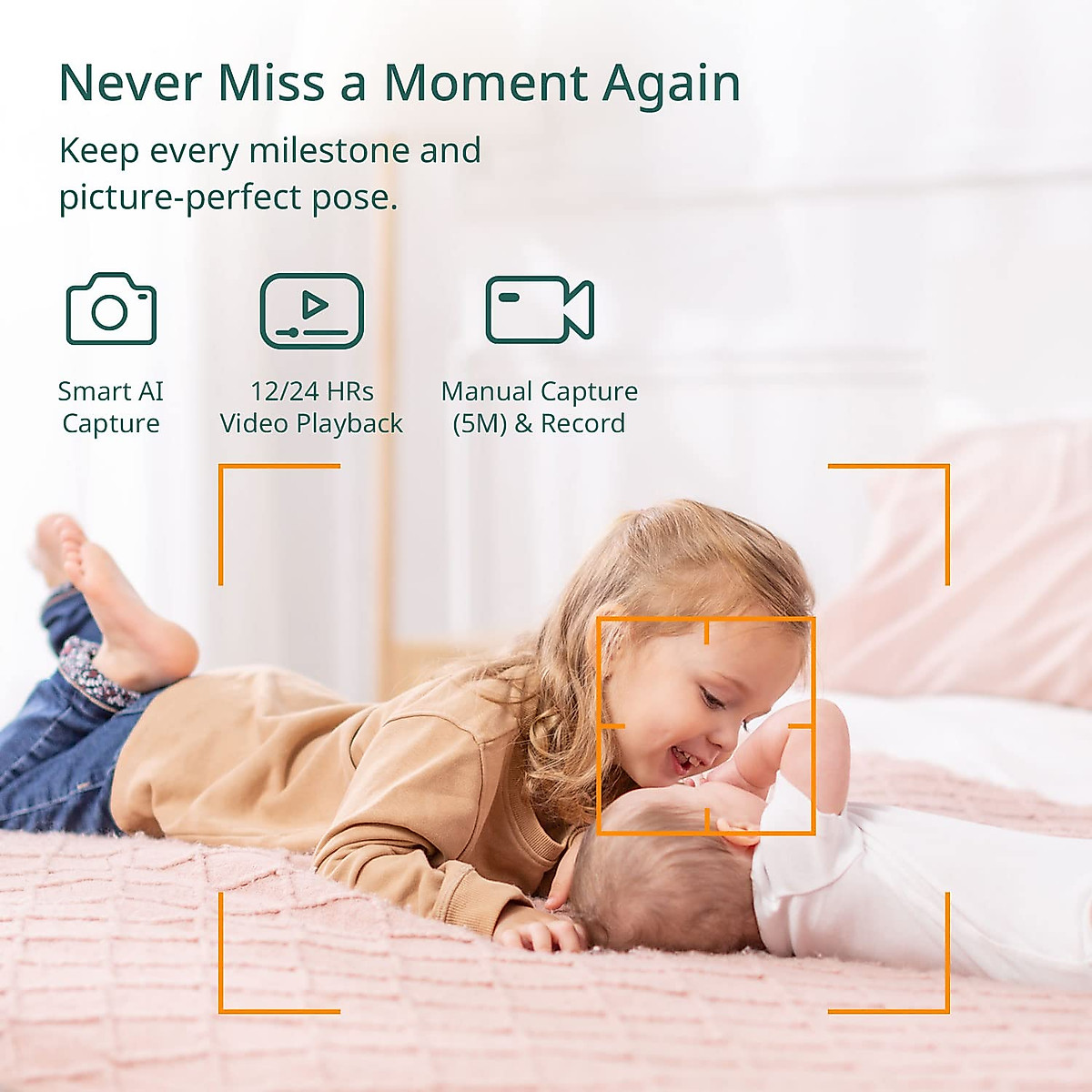 Pixsee Smart Baby Monitor with 5-in-1 Camera Stand Bundle, Cry Recognition and Decoder, Temperature and Humidity Detection, 2-Way Talk, FHD Video 5MP Non-Distorting Camera, Non Pixelated Night Vision