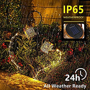 Solar Watering Can Lights, 2 Pack Solar Lanterns Outdoor Hanging Waterproof Metal Yard Art Lights Decor for Patio, Garden, Pathway, Flowerbed, Outdoor Gardening Gifts - 8 Modes (Watering Can Lights)