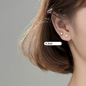 18g Tiny Dot Disc Stud Earrings for Women Men Teen Girls Cartilage S925 Sterling Silver Dainty Cute Minimalist Daith Tragus Helix Flat Screw Backs Hypoallergenic Barbell Piercing Jewelry Gifts (3mm)