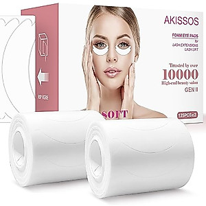 Lash Foam Pads - Akissos Gen II 250 Pcs Eyelash Foam Tape Under Eye Pads for Eyelash Extensions Lift Professional Beauty Salon Supplies Super Soft No Slip Hypoallergenic Gel Free - 2 Rolls