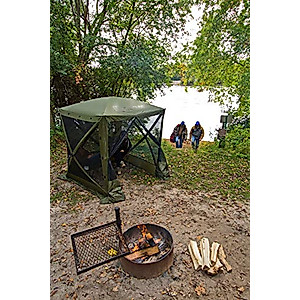 QUICK-SET Clam Traveler 6 x 6 Foot Portable Pop Up Outdoor Camping Gazebo Screen Tent 4 Sided Canopy Shelter with Ground Stakes and Carry Bag, Brown