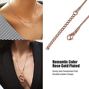 316L Stainless Steel Snake Chain Rose Gold 1mm Thin Slim Necklace Chain for Women, 22"