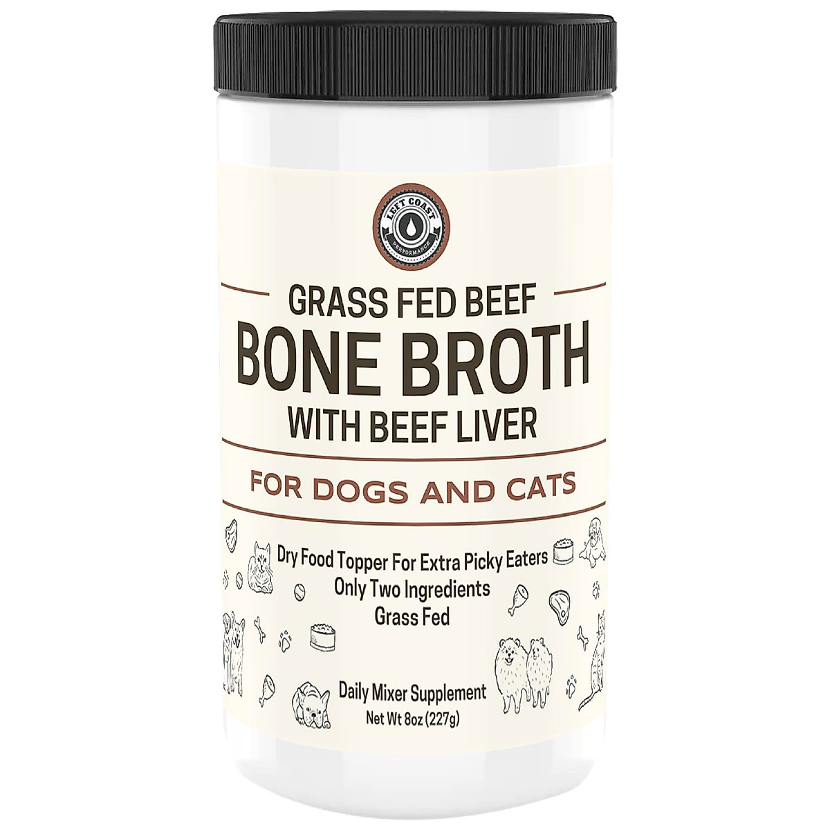 Bone Broth for Dogs and Cats with Beef Liver – Human Grade Grass Fed Beef Bone Broth Powder for Dogs – Dog Food Toppers for Picky Eaters - Supports Joints & Gut Health – Freeze Dried Liver - 8oz