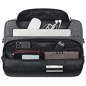 DOMISO 14 Inch Multi-Functional Laptop Sleeve Business Briefcase Waterproof Messenger Shoulder Bag for 14" Laptops/Chromebook/Ultrabook/Apple/Lenovo/HP/Dell/ASUS/Acer,Dark Grey&Black
