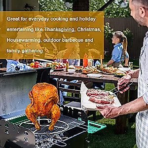 HaSteeL Beer Can Chicken Holder 2 Pack, Stainless Steel Chicken Rack for Grill Smoker Oven BBQ, Vertical Beer Butt Chicken Stand for Tender Roaster Chicken & Turkey, Sturdy & Dishwasher Safe