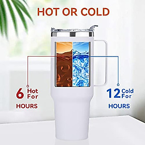 HASLE OUTFITTERS 40 oz Stainless Steel Tumbler with Handle, Vacuum Insulated Tumblers Bulk, Reusable Double Wall Travel Coffee Mug, Durable Powder Coated Water Bottle(White, 1)