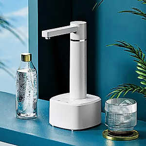 Desktop Water Dispenser for 5 Gallon Bottle. High Spout and Rotating Arm for Any Size Containers. 3 Volume Setting,Desktop and Barrel Use,USB-C Charge. Automatic Water Pump for Home,Outdoor.(White)