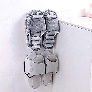 ANMMBER Double-Layer Shoes Holder Wall Mount Slipper Hanging Shelf Organizer Living Room (Color : E)