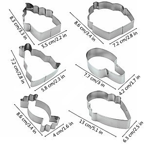 Summer Ice Cream Series Cookie Cutters Set of 6 pcs, Stainless Steel Fondant Cutter Molds Baking DIY
