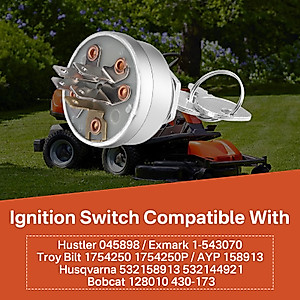 Ignition Starter Switch Compatible with Hustler Mower 045898 Ignition Key Switch with 2 Key Fits for Exmark Lazer Z, Super Z, Hydro Walk Behind