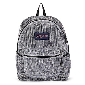 JanSport Eco Mesh Backpack, 8 Bit Camo, 17” x 12.5” x 6” - Semi-Transparent Bag for Adults with Laptop Sleeve, Padded Back Panel - Large Backpack