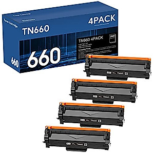 TN660 Toner Cartridge Replacement Compatible for Brother TN 660 TN-660 TN630 High Yield to use with HL-L2380DW HL-L2320D HL-L2340DW DCP-L2540DW MFC-L2700DW MFC-L2720DW Printer (Black, 4 Pack)