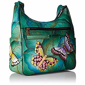 Anna by Anuschka Women's Genuine Leather Large Hobo Handbag | Zip-Top Multi-Compartment Tall Organizer | Summer Wings