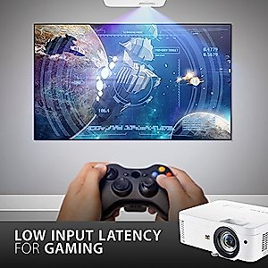 ViewSonic PX706HD 1080p Short Throw Projector with 3000 Lumens 22,000:1 DLP Dual HDMI USB C and Low Input Lag, Stream Netflix with Dongle