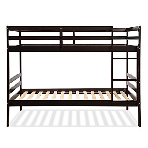 GORELAX Twin Over Twin Bunk Bed, Space Saving Wood Bed Frame w/Under Bed Storage, Ladder & Guardrail, Dorm & Multichild Family, Modern Bunk Bed for Kids, Teens, Sleepovers, Adults (Espresso)