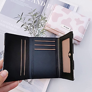 VALICLUD Cute Cow Pattern PU Wallet Women Bifold Card Holder Purse Fashion Cow Print Money Organizer Girls Ladies