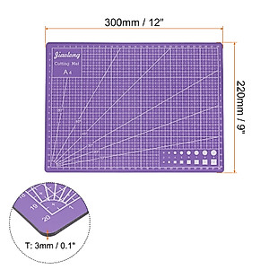HARFINGTON A4 Self-Healing Cutting Mat 12"x9" Double-Sided Craft Cutting Board for DIY Art Work Sewing Cutting, Purple