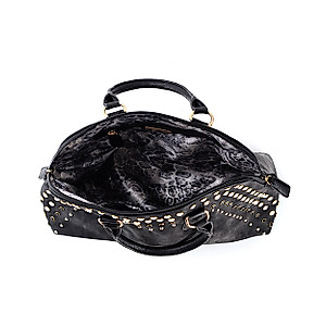 NYFASHION101 Brushed Antique Look Shoulder Bag with Rhinestone, Blue