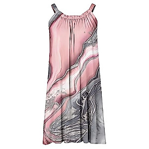 Warehouse Clearance Summer Beach Dress for Women Strappy Empire Waist Floral Print Sleeveless Loose Flowy Mini Sundress Shift Tunic Dress