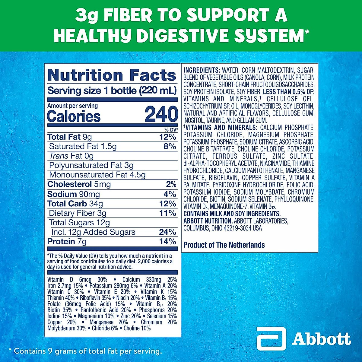PediaSure Grow & Gain with Fiber, 3g Fiber to Support a Healthy Digestive System, Nutrients for Immune Support, Kids Nutritional Shake, DHA Omega-3, Non-GMO, Vanilla, 7.4 fl oz (Pack of 24)